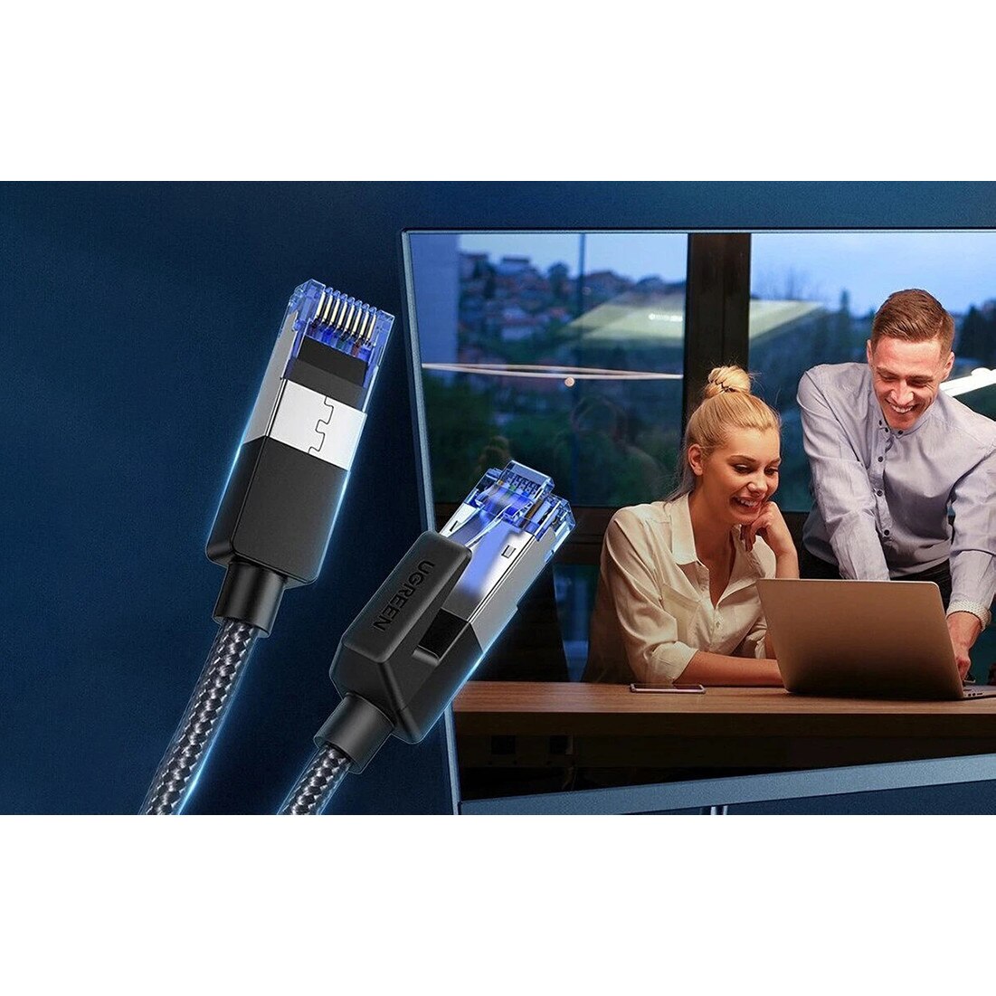 Cablu retea rotund UGREEN NW153 Ethernet Braid, Cat. 8, mufat 2xRJ45, F ...