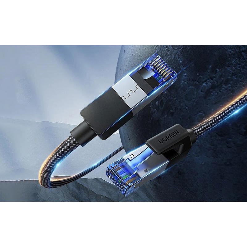 Cablu retea rotund UGREEN NW153B Ethernet Braid, Cat. 8, mufat 2xRJ45 ...