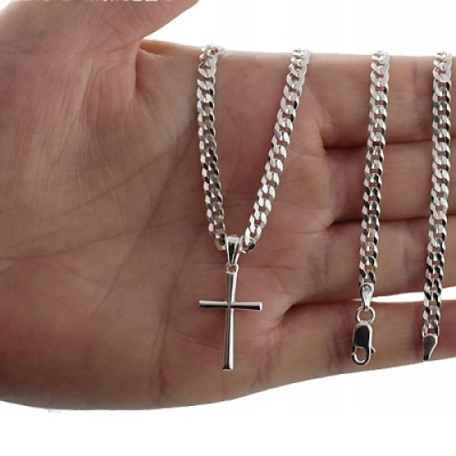 Lantisor barbati, Amor, Argint 925, Pandantiv cruce, 3.80mm x 45cm ...