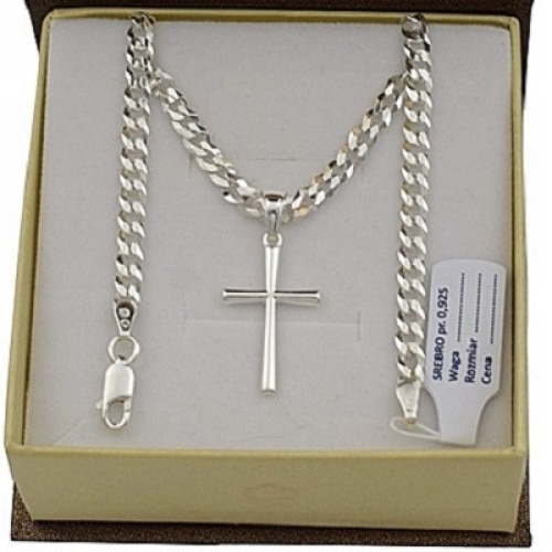 Lantisor barbati, Amor, Argint 925, Pandantiv cruce, 3.80mm x 45cm ...