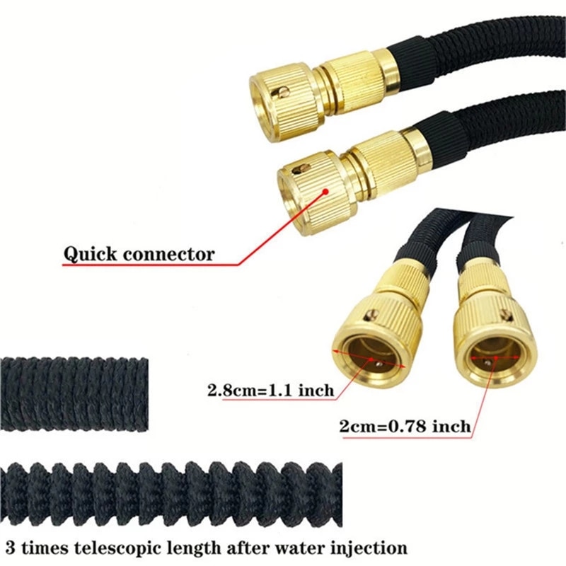 Furtun de gradina retractabil, 2.5M, Negru/Auriu - eMAG.ro