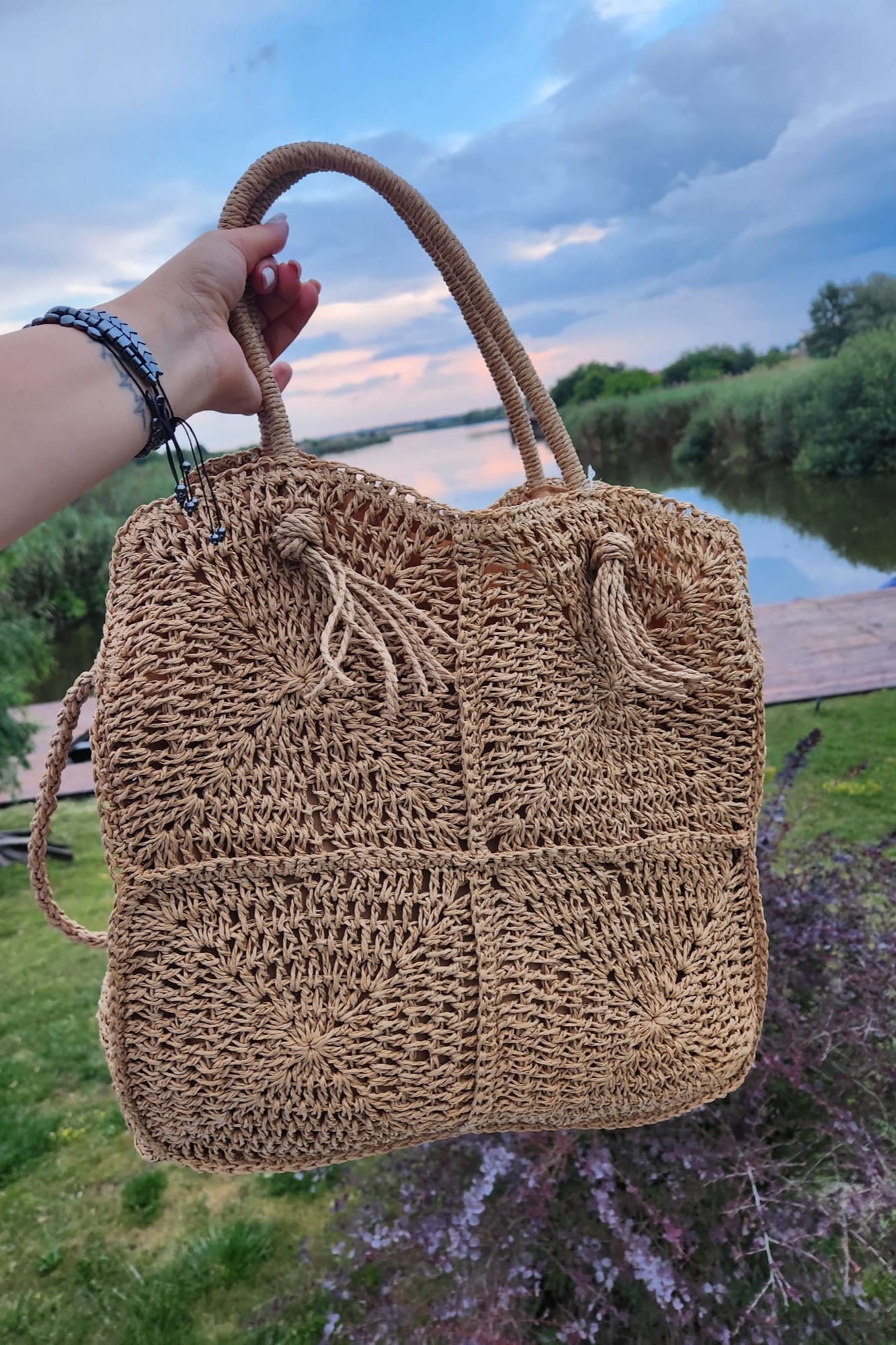 Geanta din rafie model sumer1, 40x40 - eMAG.ro