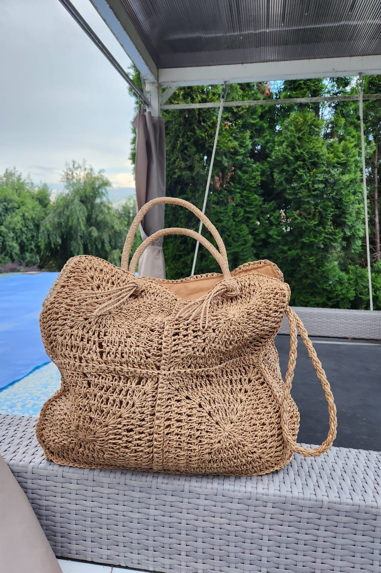 Geanta din rafie model sumer1, 40x40 - eMAG.ro