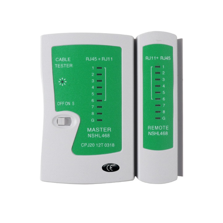 Tester pentru cabluri de retea LAN RJ45/RJ11/RJ12, JENUOS®, Indicatoare ...