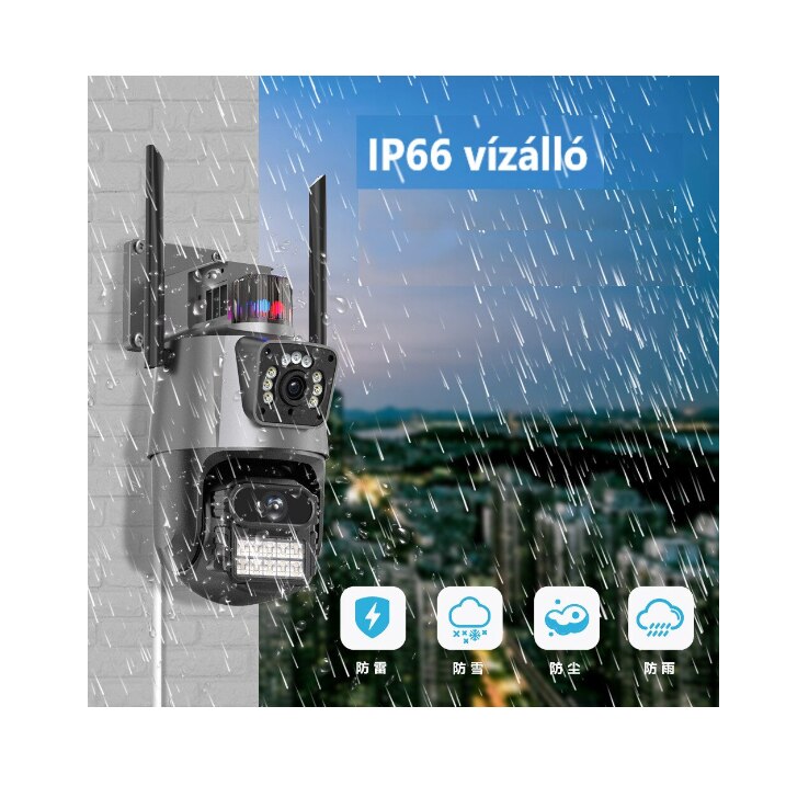 Camera inteligenta de supraveghere cu 2 camere, 4 MP, rotativa la 360 ...