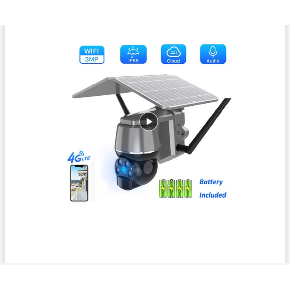 Camera de supraveghere -4G cu panou Solar, montare in exterior, IP66 ...