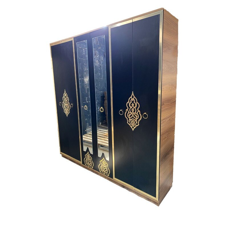 Set dormitor COD110, Pat 180x200cm, Dressing 220x210cm, Culoare Negru ...