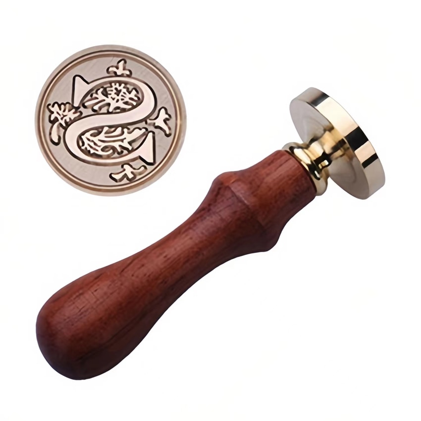 Stampila retro de ceara de sigilare, Cupru, Litera S, Auriu - eMAG.ro