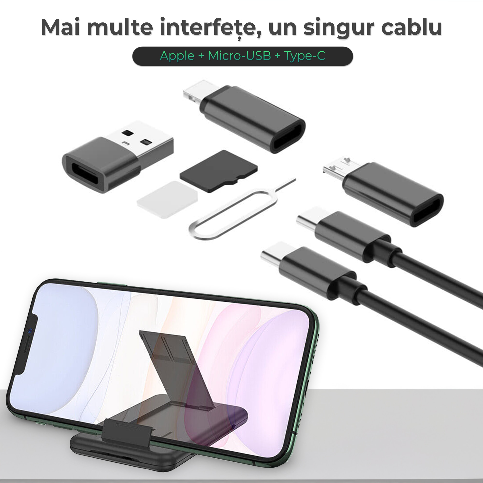 Cablu de date 5 in 1 Timebox, Multifunctional, Organizator cabluri ...