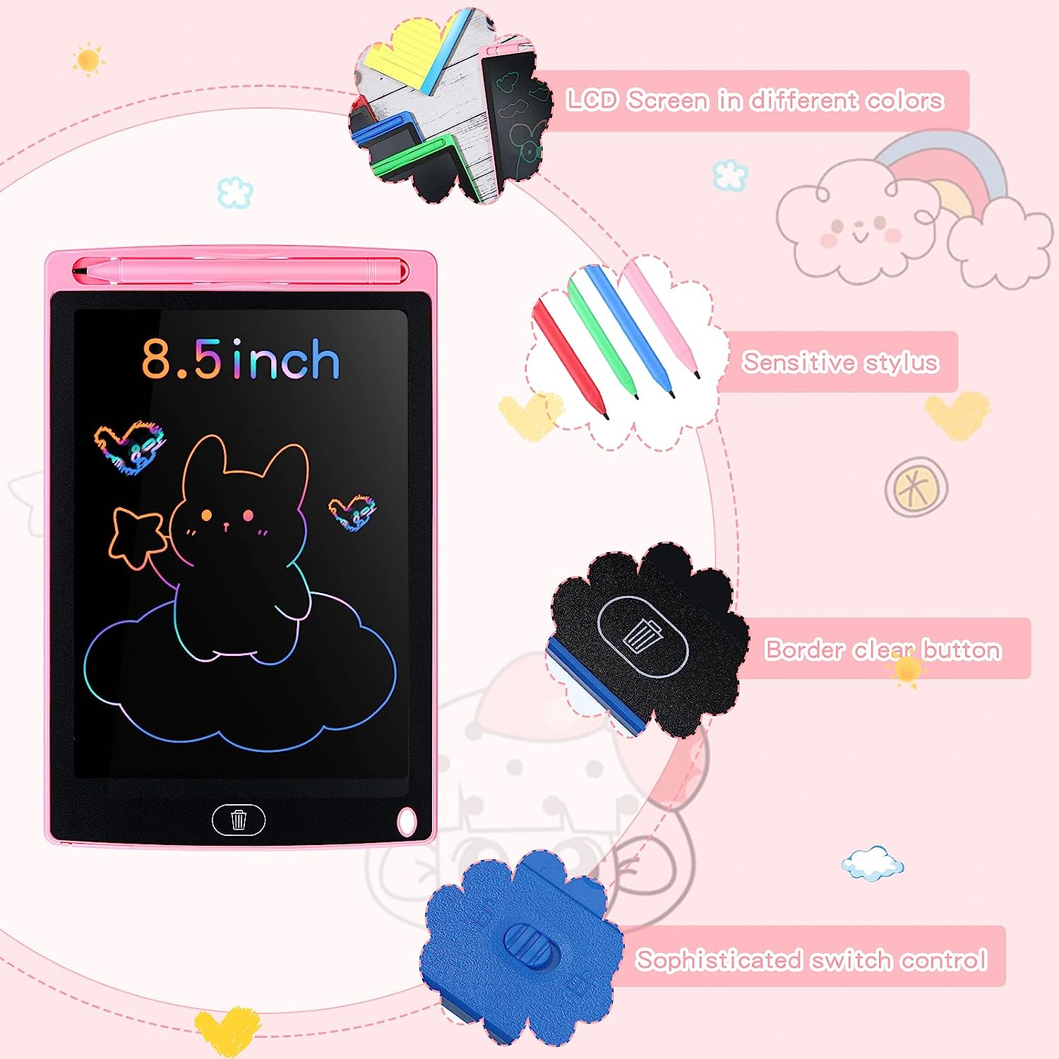 Set 4 Tablete de scris LCD, Plastic, Multicolor - eMAG.ro