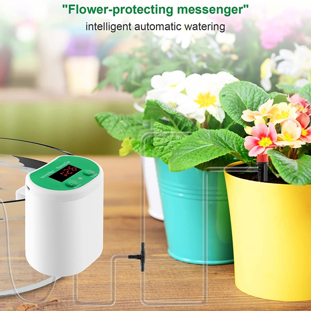 Sistem automat de udare pentru plante in ghivece, GELLDG, Plastic, Alb ...