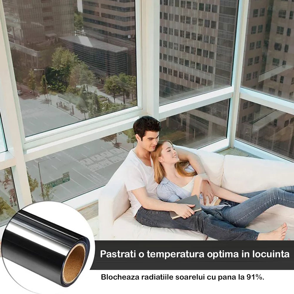 Folie Reflexiva GREATON cu Efect de Oglinda, Pentru Geamuri Interioare ...