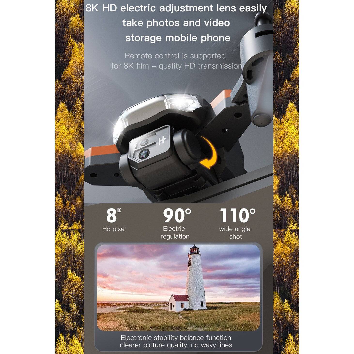 Drona cu doua camere 8K LEBLOU P11S MAX, transmisie 5G pe telefon ...