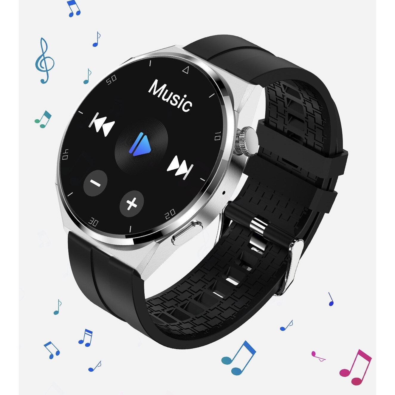 Ceas Smartwatch barbati, HYD3MAX, Argintiu, Sport, Fitness, Bluetooth ...