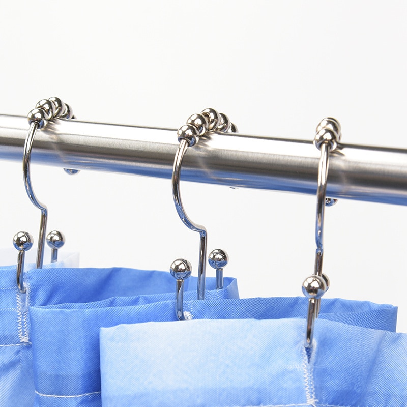 Set 12 carlige de perdele de dus, Otel inoxidabil, Argintiu - eMAG.ro