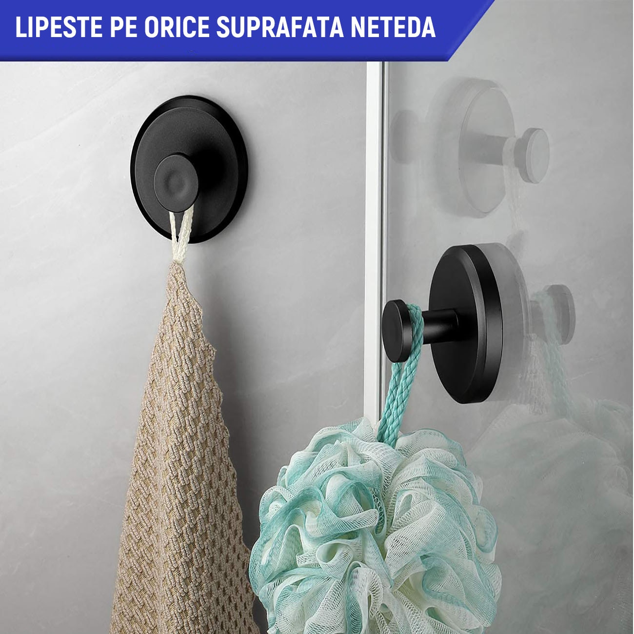 Set 2 Carlige Din Otel Inoxidabil, Antiderapant, suport baie, suport ...