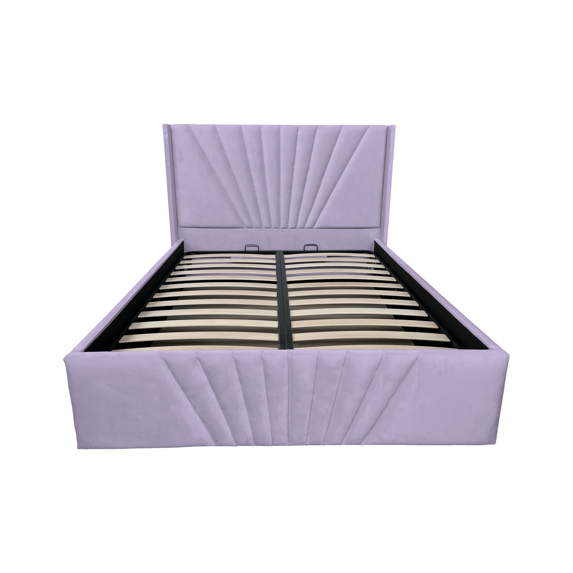 Pat tapitat Peppo, cu spatiu de depozitare si somiera rabatabila, mov ...