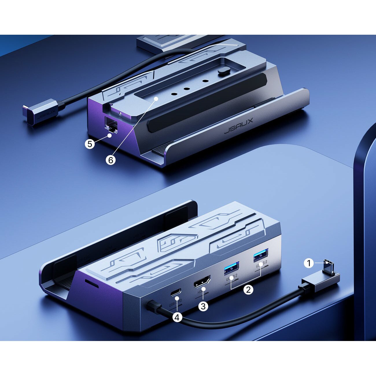 Statie de andocare 6in1 M.2 100W 4K 60Hz pentru Steam Deck JSAUX HB0604 ...