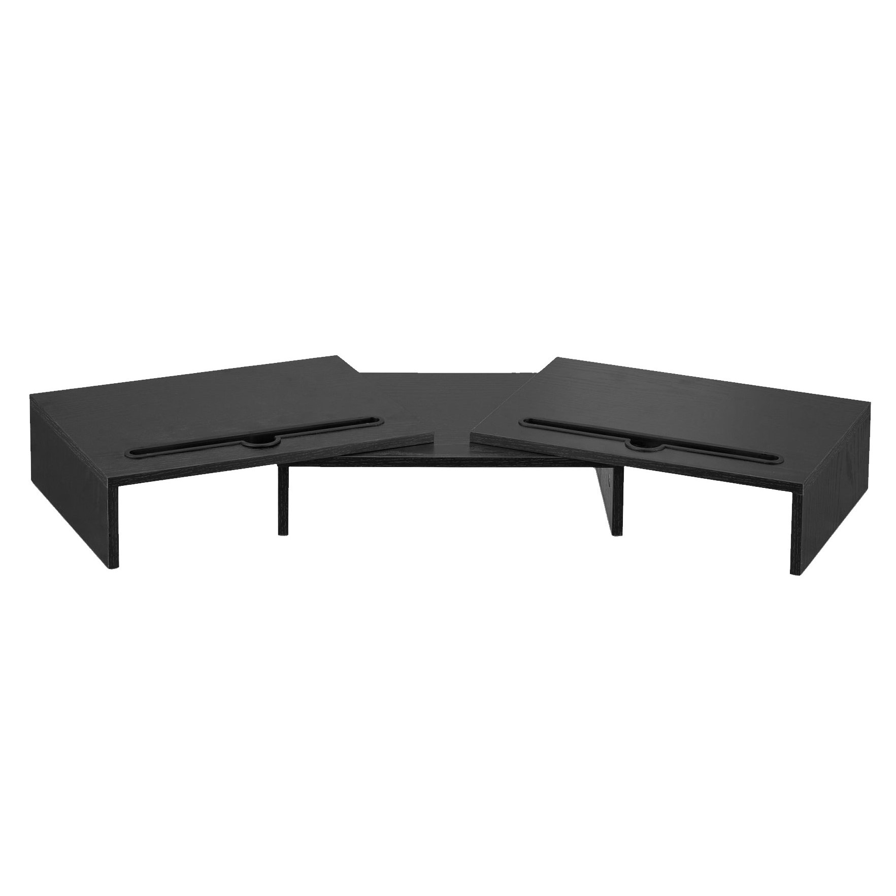 Suport de monitor, pentru 2 monitoare, extensibil, reglabil, MDF, negru ...