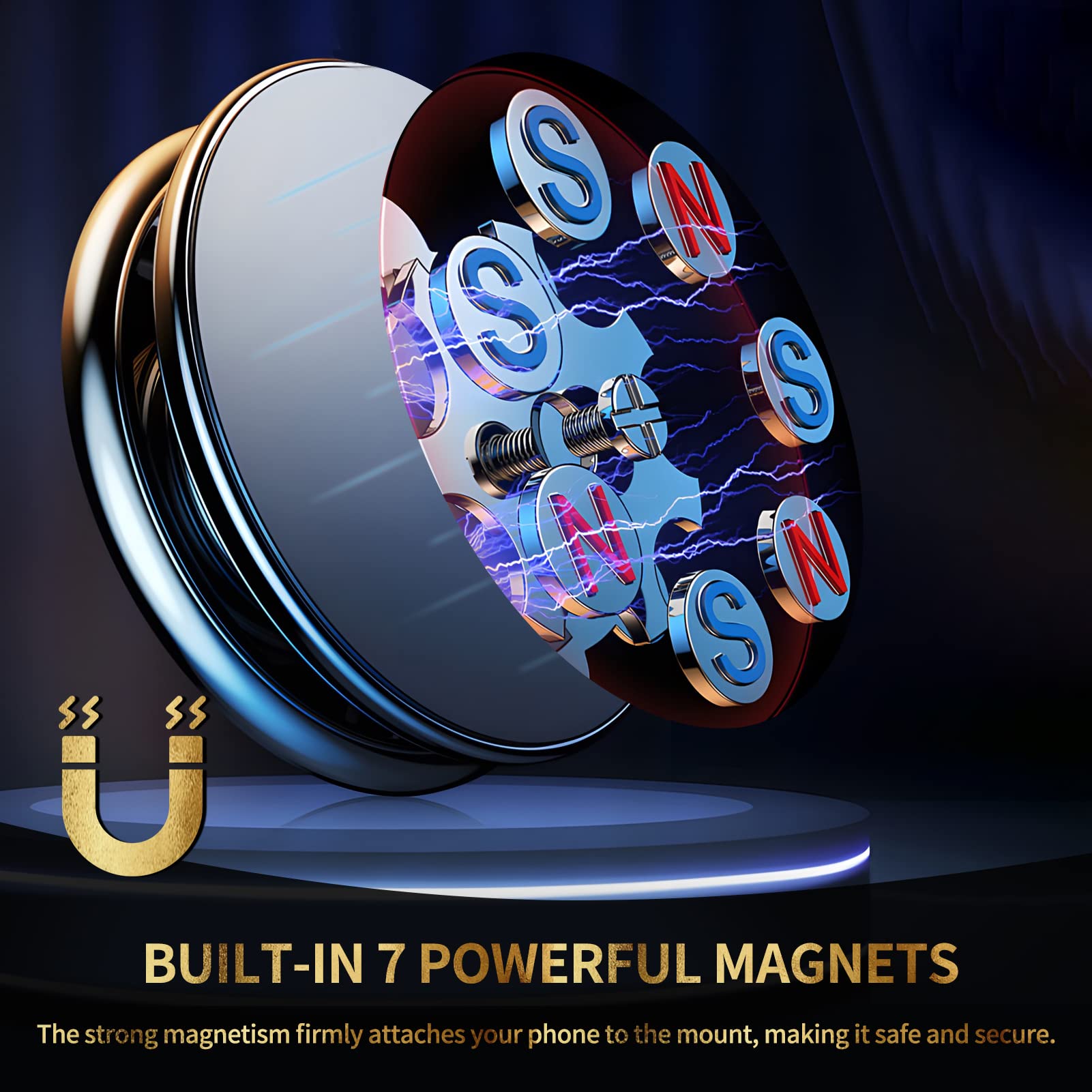 Suport auto magnetic pentru telefon universal, MorFansi, cu 6 magneti ...