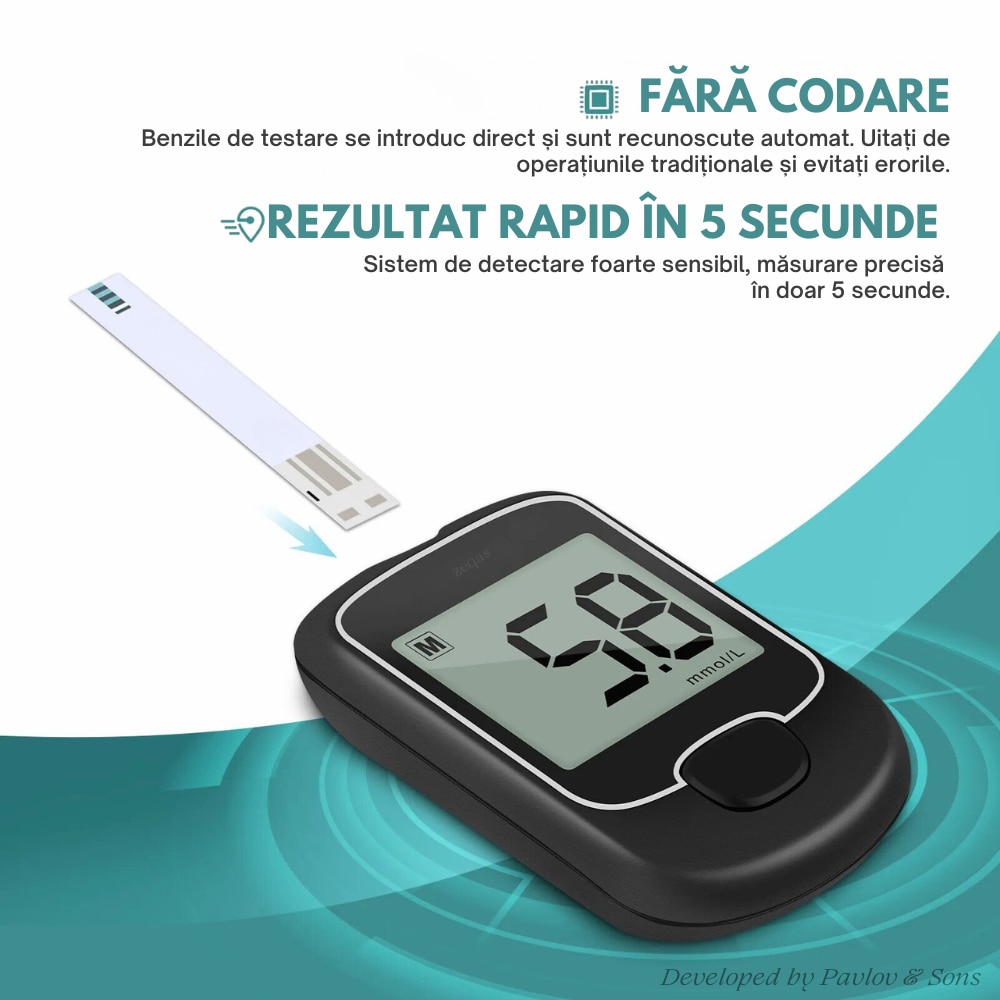 Glucometru Portabil pentru Monitorizarea Glicemiei, Masoara Nivelul ...
