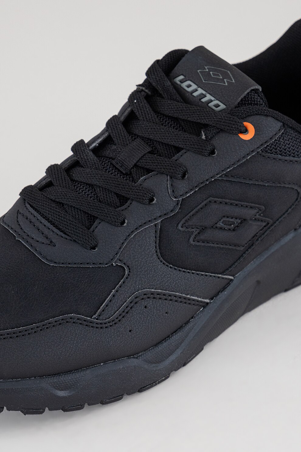 Lotto, Pantofi sport de piele ecologica si material textil, Negru, Gri ...