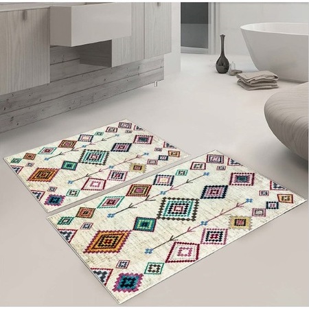 Set 2 covoare baie, colorat, dimensiune covor mare 60 x 90, covor mic ...