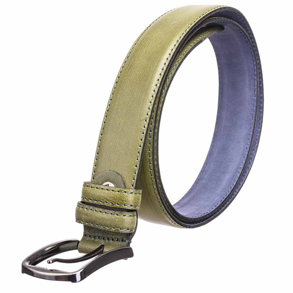 Set barbati din piele naturala, curea, Verde, Line - eMAG.ro