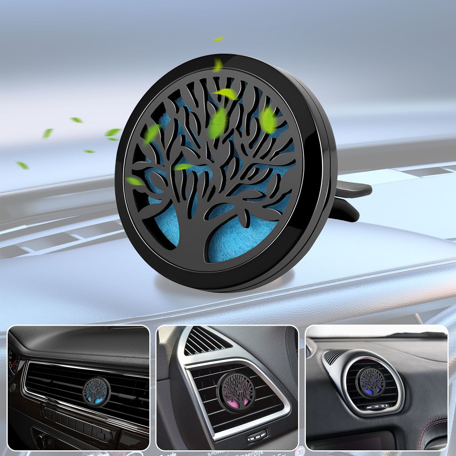 Difuzor auto aromaterapie, Kravzite®, cu 12 discuri din fetru, pentru ...