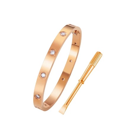 Bratara tip Bangle fixa reglabila cu surubelnita, pietre zirconiu, otel ...