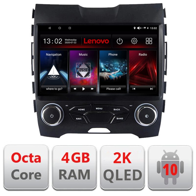 Navigatie dedicata Lenovo Ford Edge 2015-2021 midline, Octacore Qualcomm, 4Gb RAM, 64Gb Hdd, 4G ...