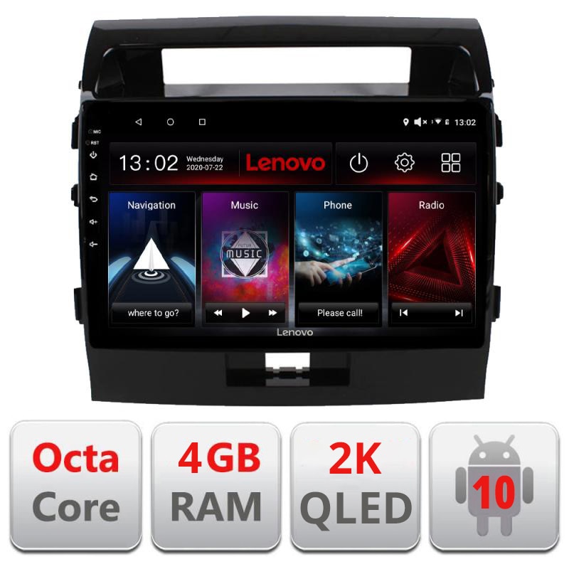 Navigatie dedicata Lenovo Toyota Land Cruiser L200 L-381, Octacore Qualcomm, 4Gb RAM, 64Gb Hdd ...
