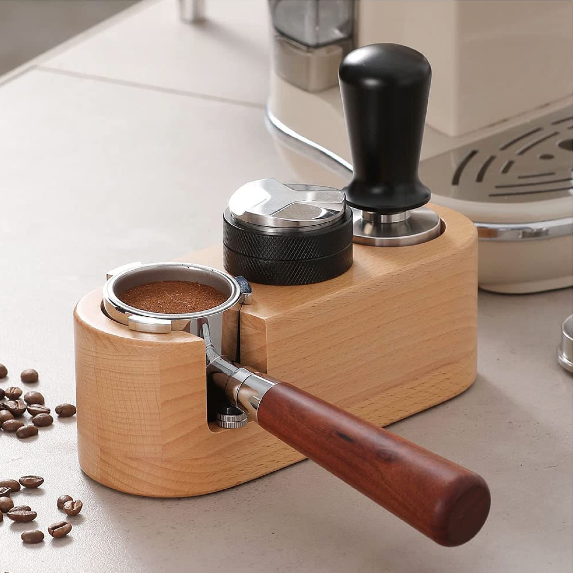 Baza tamper, WALALLA, Lemn, 51-53mm, Maro - eMAG.ro