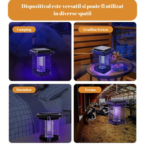 Lampa UV profesionala anti insecte cu incarcare solara sau prin USB ...