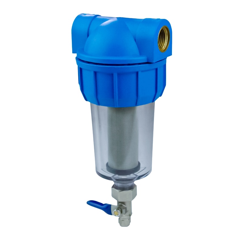 Filtru apa din plastic cu sita inox 40~90 microni cu valva de scurgere ...