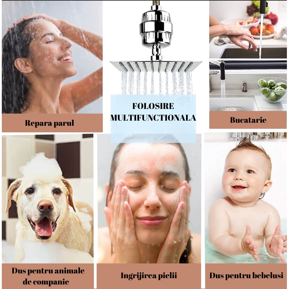 Set de 2 rezerve de filtru de apa premium pentru para de dus cu 25 ...