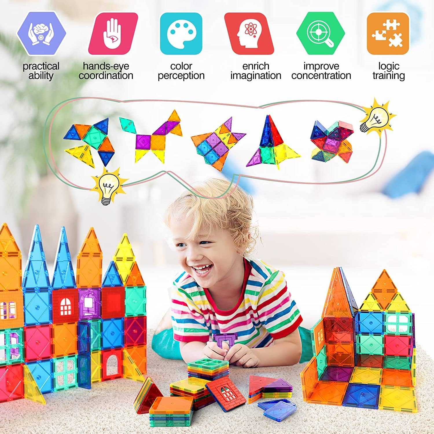 Cuburi magnetice, Zola®, pentru copii, 32 de bucati in 8 modele ...