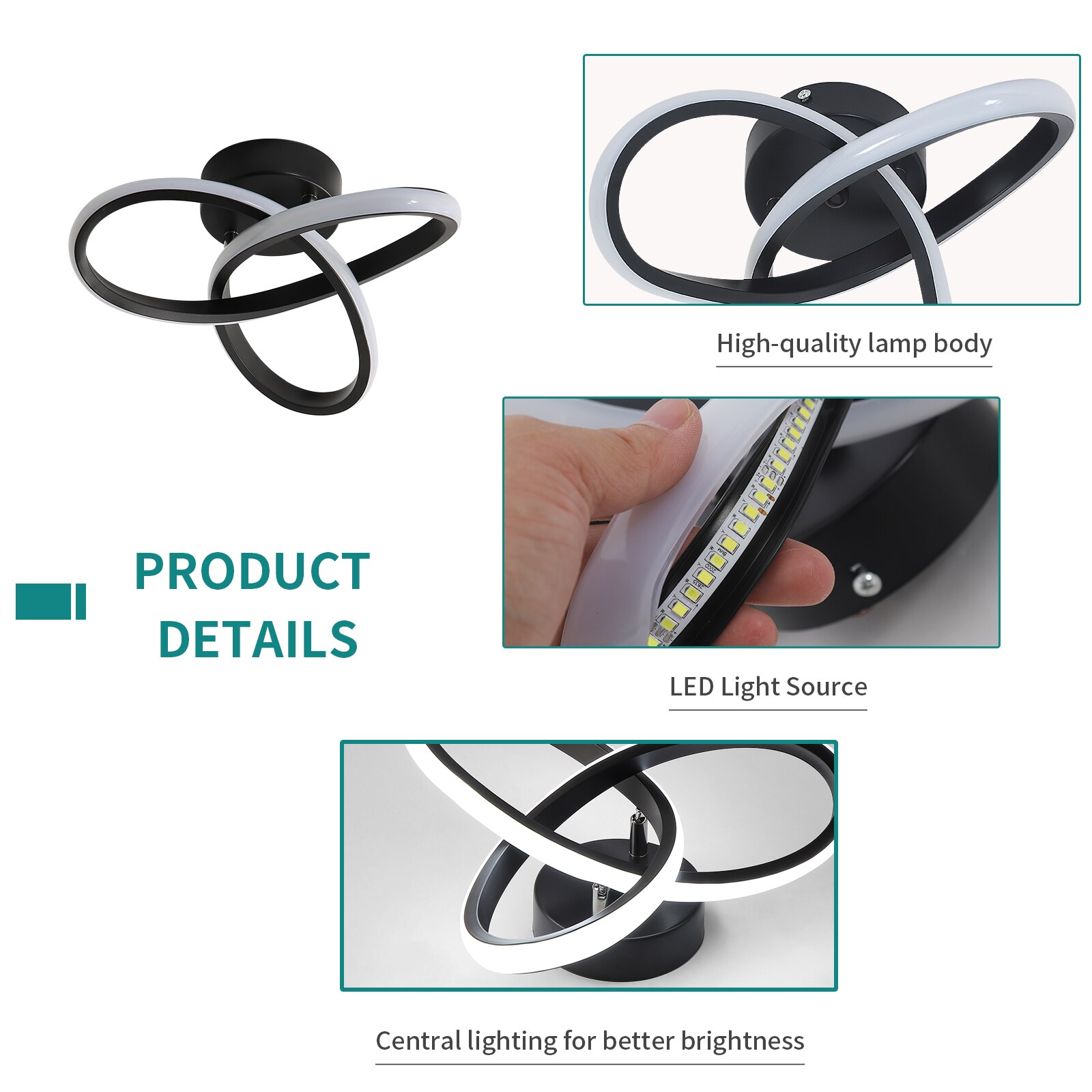 Candelabru LED, Toolight, Aluminiu, 24x14x11 cm, Negru - eMAG.ro