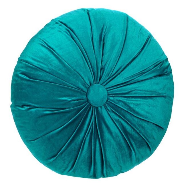 Perna decorativa rotunda, model cu nasture, turcoaz, Syamag, 40x10 cm ...