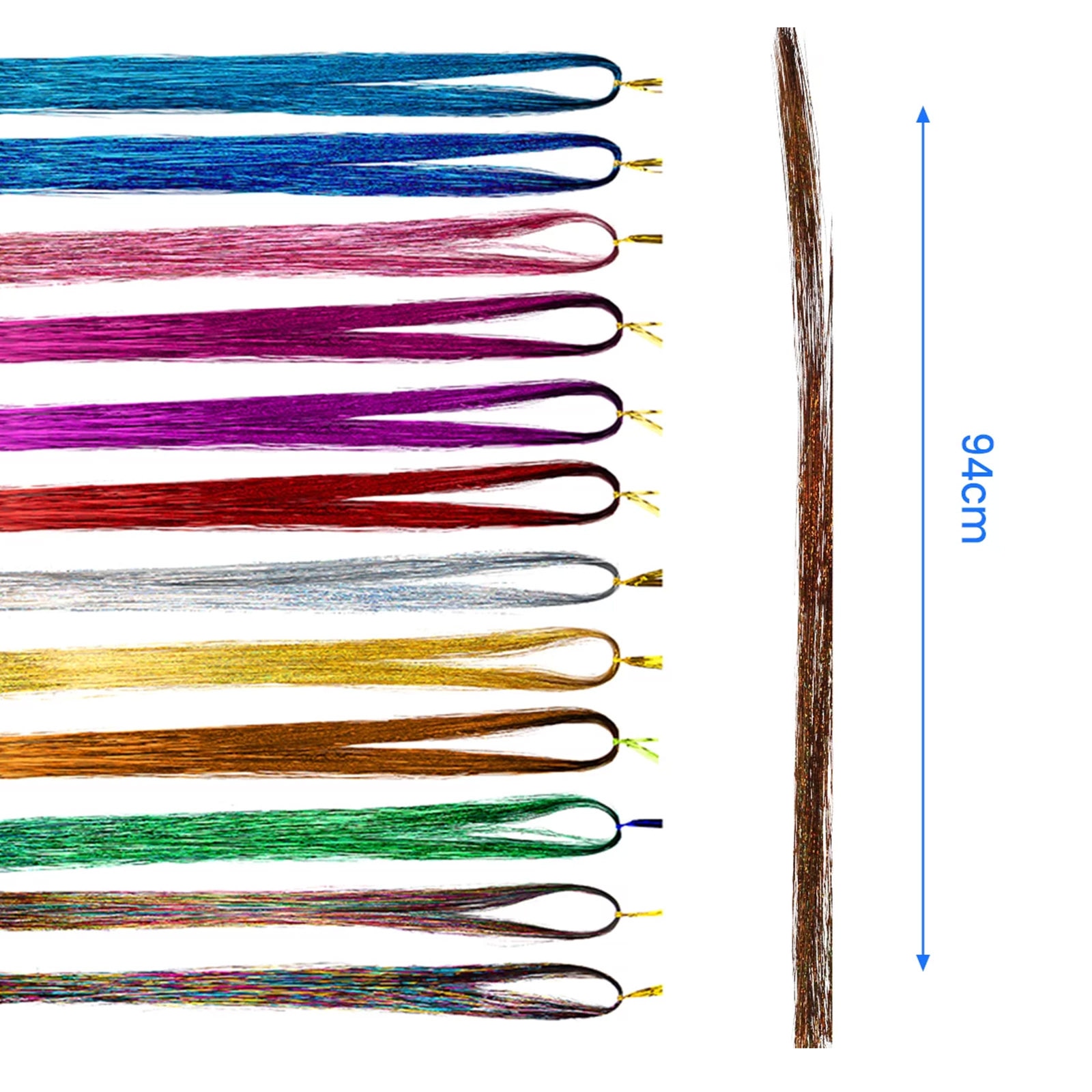 Set 12 suvite par, zggzerg, Extensii de par Glitter Sparkling Tinsel cu ...