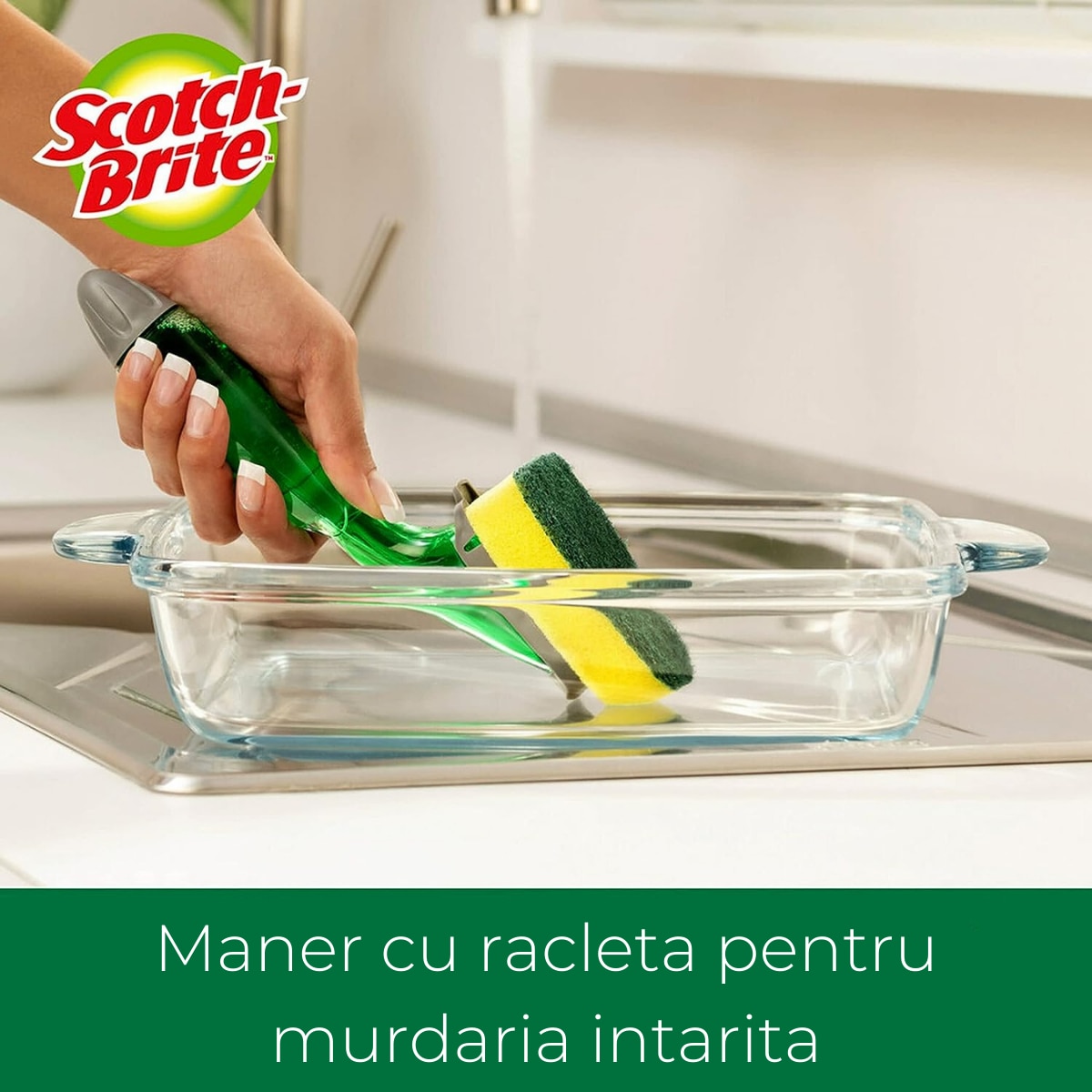 Burete de spalat vase cu maner, Scotch Brite, cu 5 rezerve - eMAG.ro