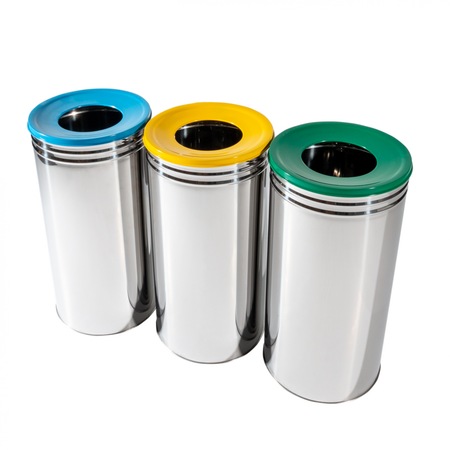 Set 3 cosuri gunoi pt colectare selectiva, Casa Plastor, inox, 3 x 27 L ...