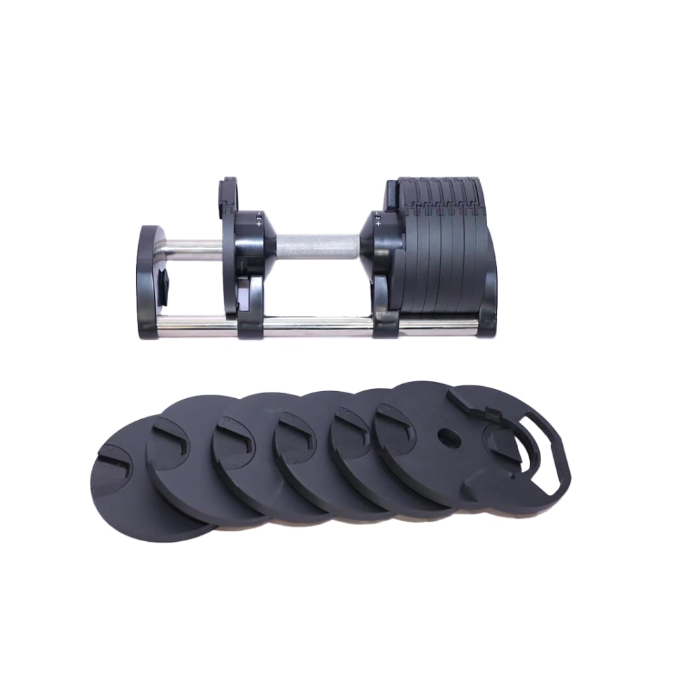 Set gantere reglabile ajustabile 4kg-32kg, greutate totala 64 kg, negru ...