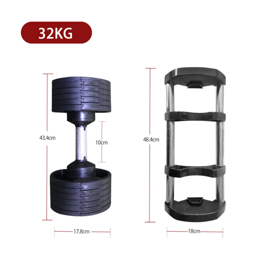 Set gantere reglabile ajustabile 4kg-32kg, greutate totala 64 kg, negru ...