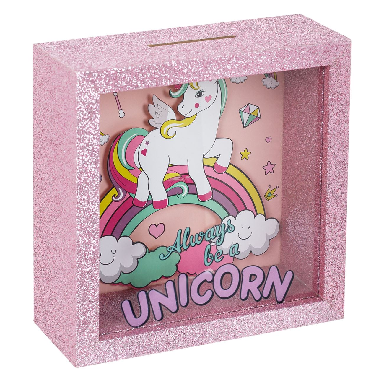 Pusculita pentru Copii Unicorn Roz "Always be a Unicorn " 15x15 cm ...