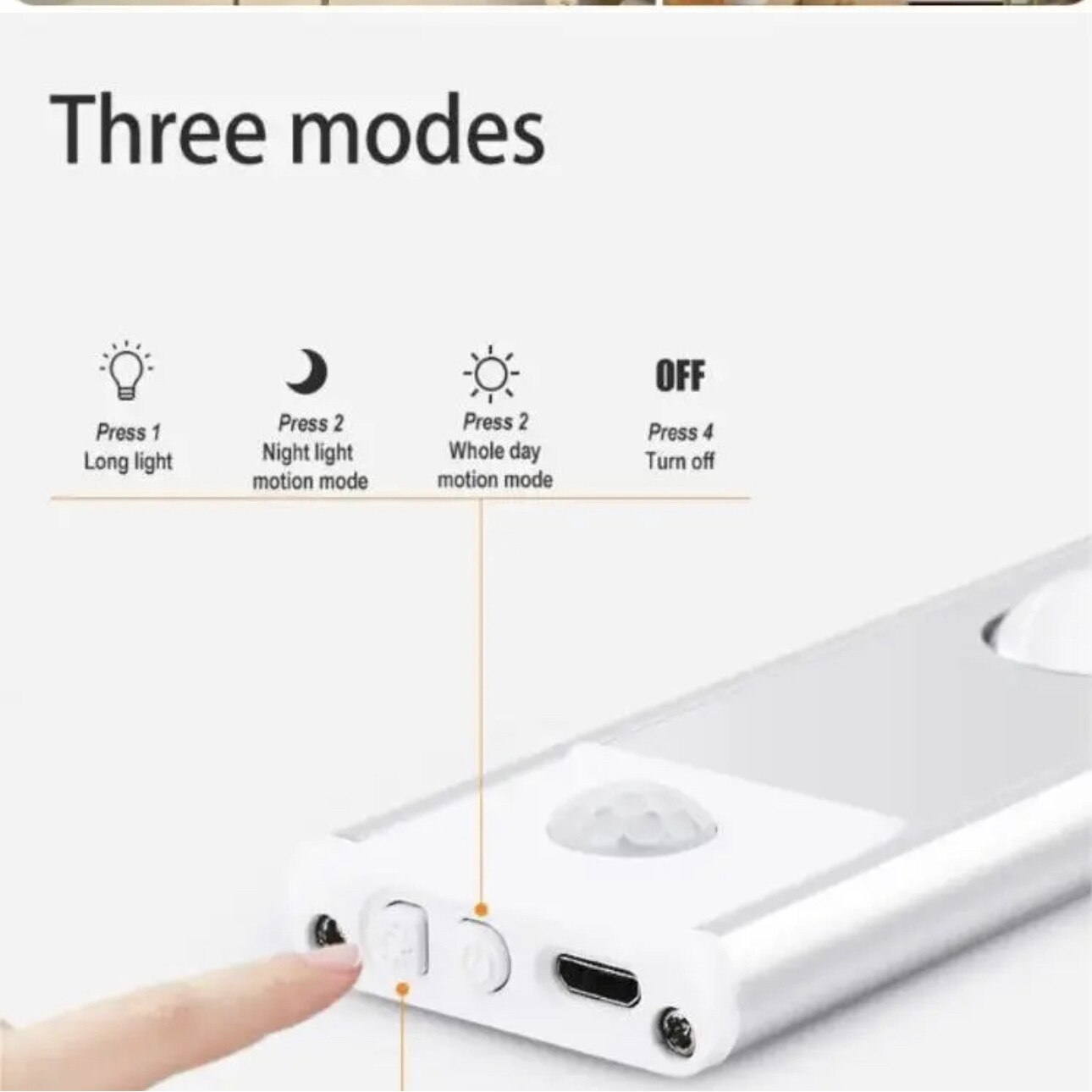 LED лампа със сензор за светлина и движение, ULTRASLIM 10 мм алуминий ...