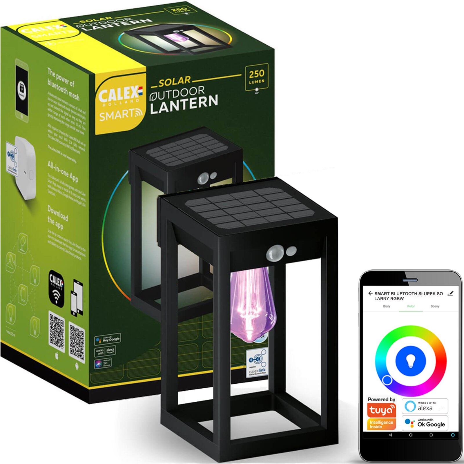 Felinar solar de gradina, LED, RGB+CCT, Bluetooth, Negru - eMAG.ro