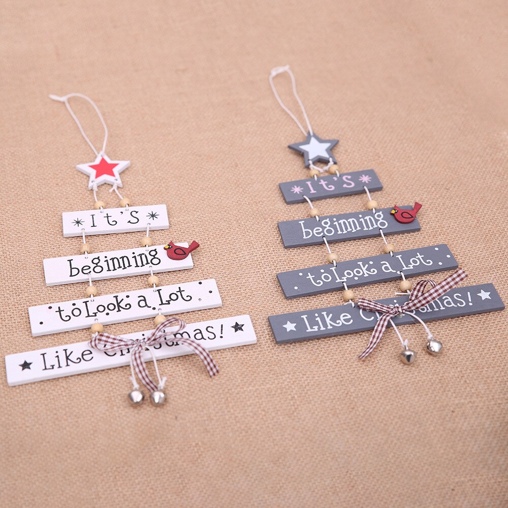 Set 2 ornamente pentru brad de Craciun, Lemn, Alb/Gri - eMAG.ro
