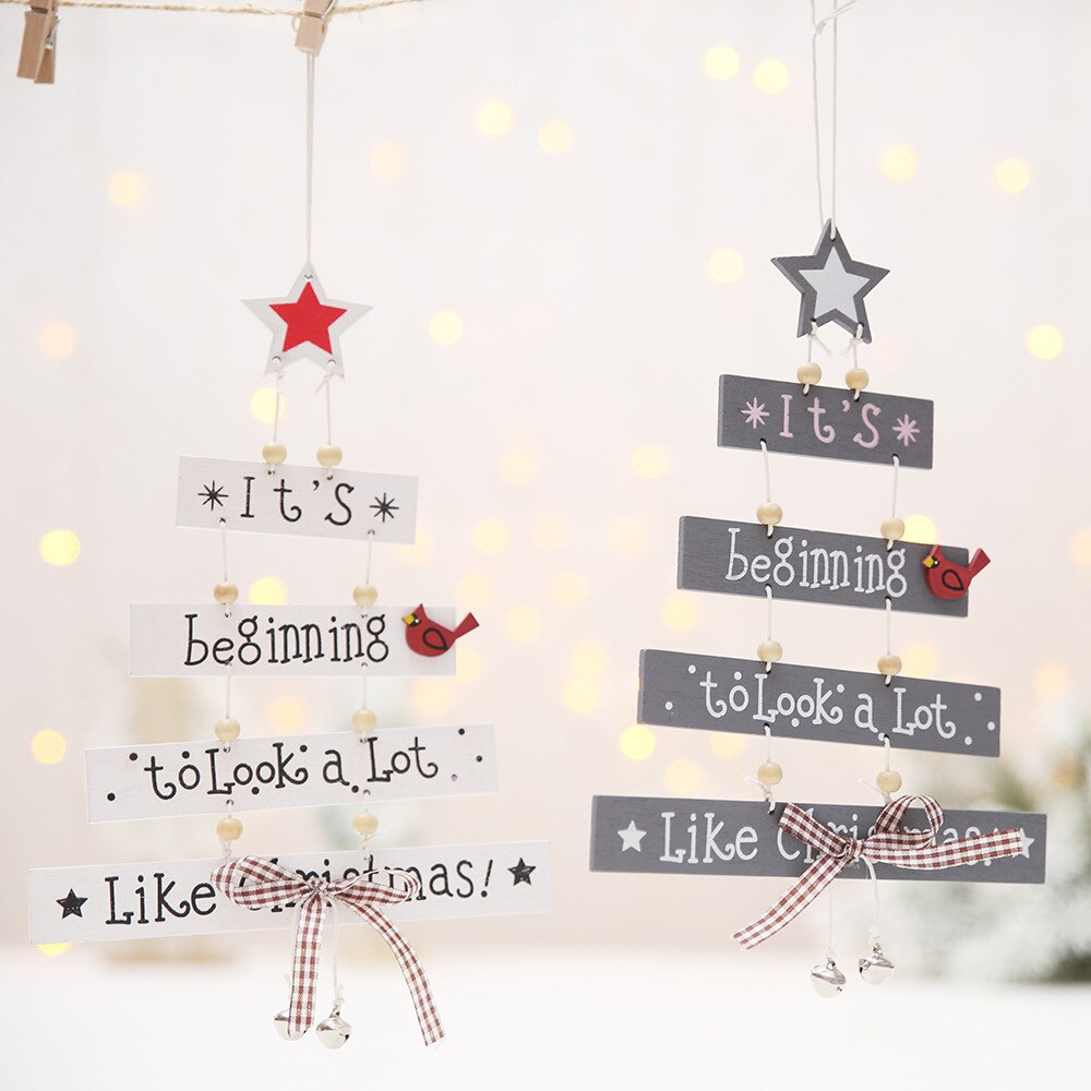 Set 2 ornamente pentru brad de Craciun, Lemn, Alb/Gri - eMAG.ro