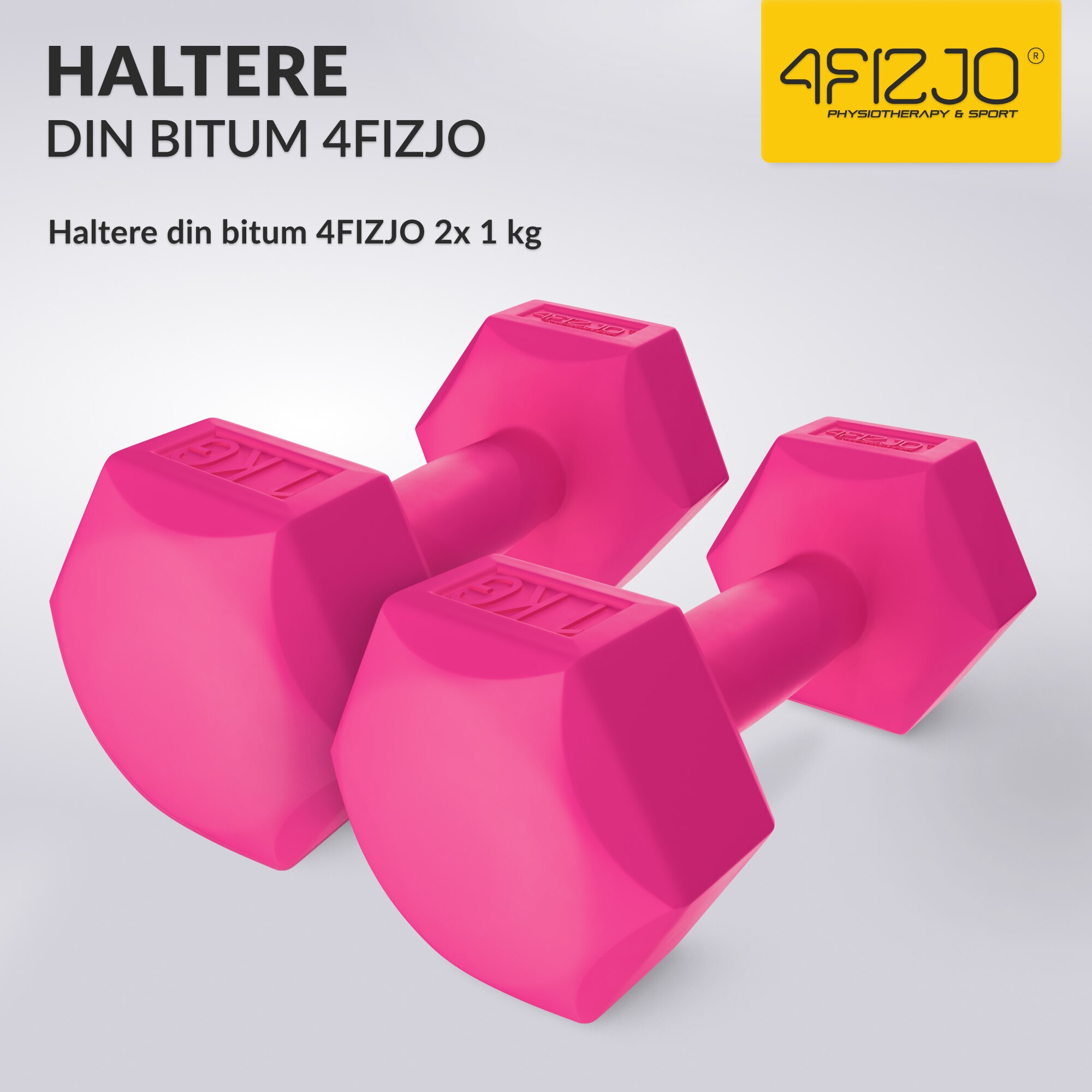 Set 2 gantere bituminoase pentru antrenament cu greutati si fitness, intarire musculara, 4FIZJO ...